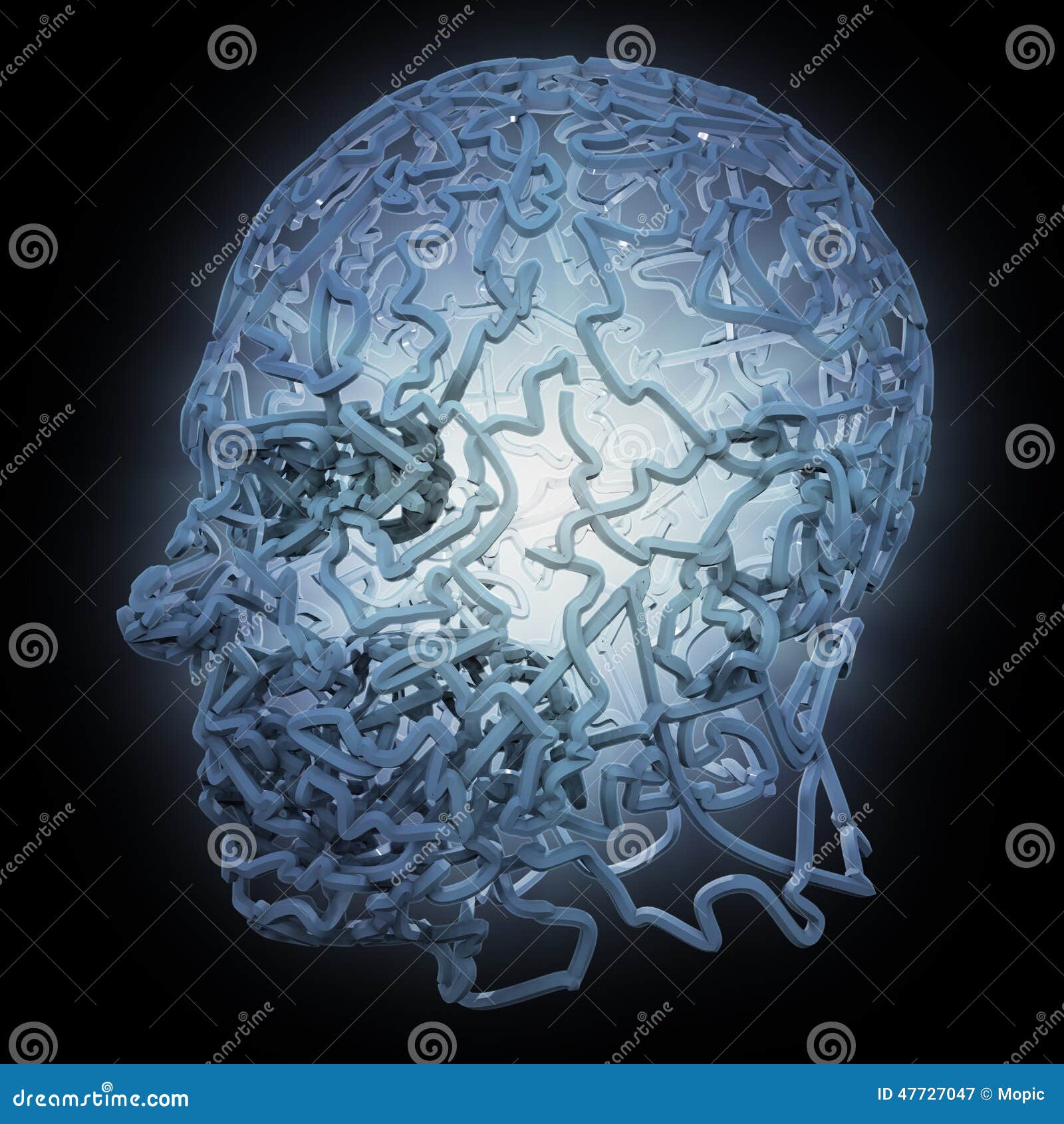 3D abstract head stock illustration. Illustration of intelligence ...