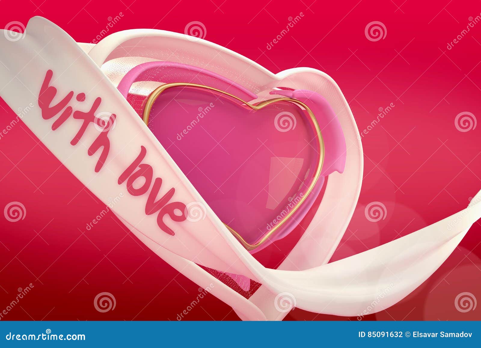 3d Abstract Heart of Love on the Gradient Background. Stock ...