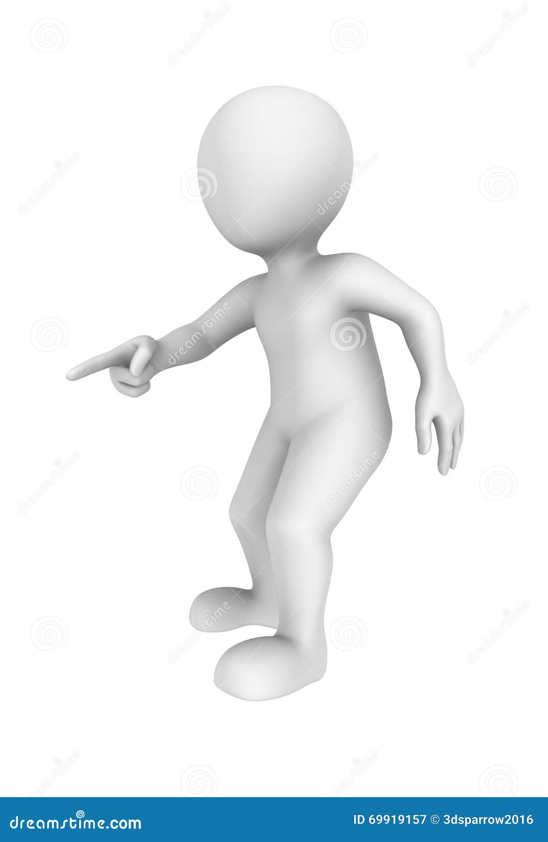 3d Abstract Human Pointing Finger Down. Stock Illustration ...