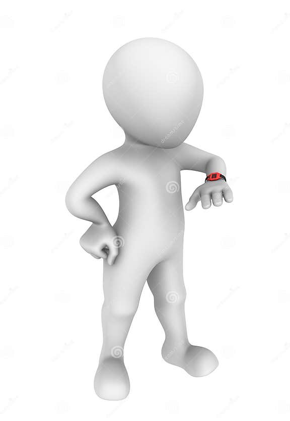 3d Abstract Human and Watch. Stock Illustration - Illustration of ...