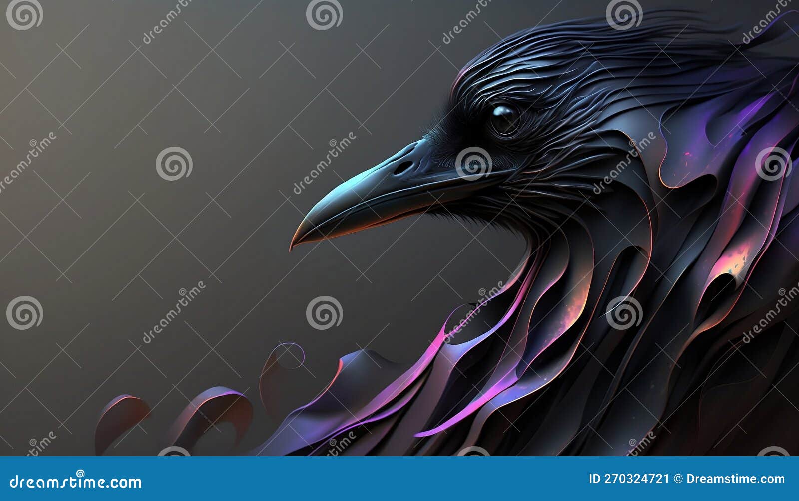 3D Abstract Crow Wild Animal on Dark Background, Generative AI ...