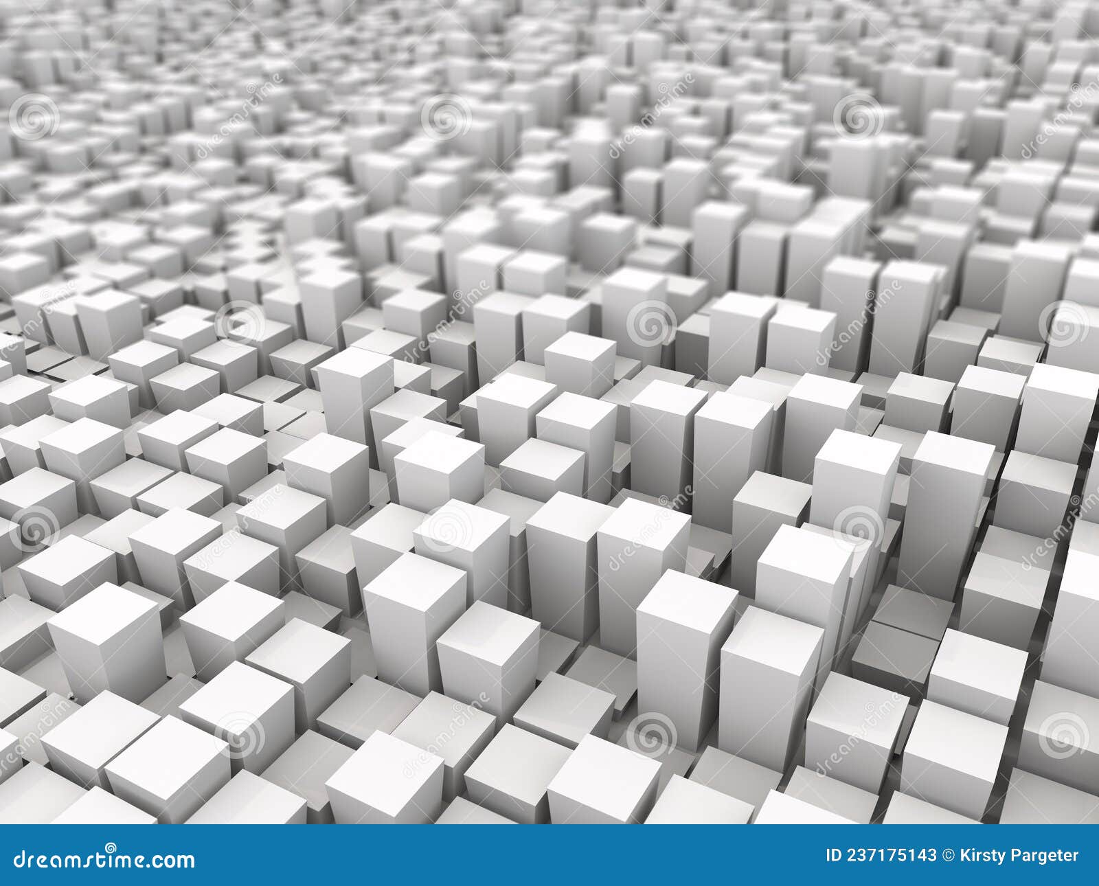 3D Abstract Landscape of White Extruding Cubes with Shallow Depth of ...