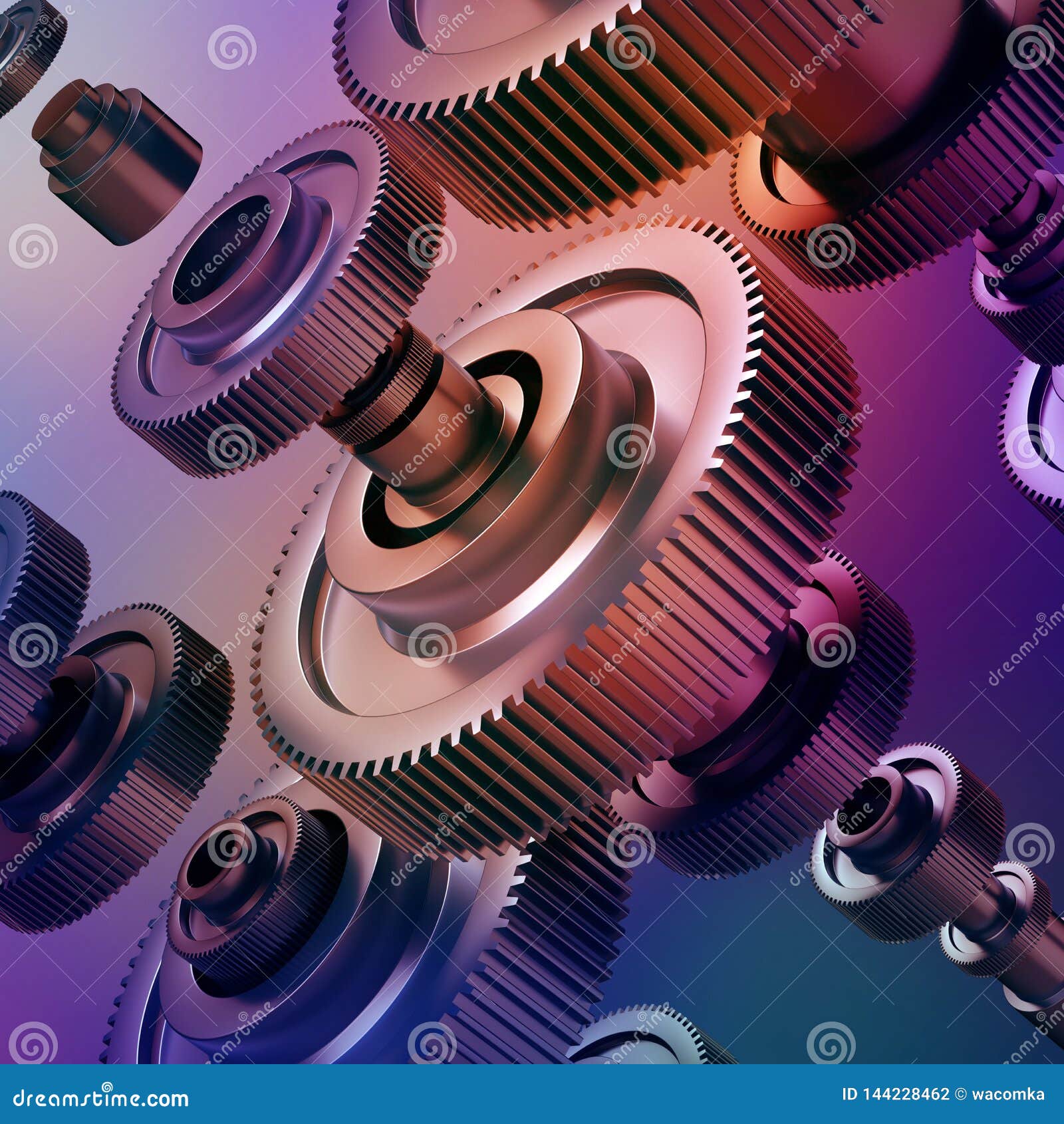 3d Abstract Machinery Background, Gearwheels Elements Stock Photo ...