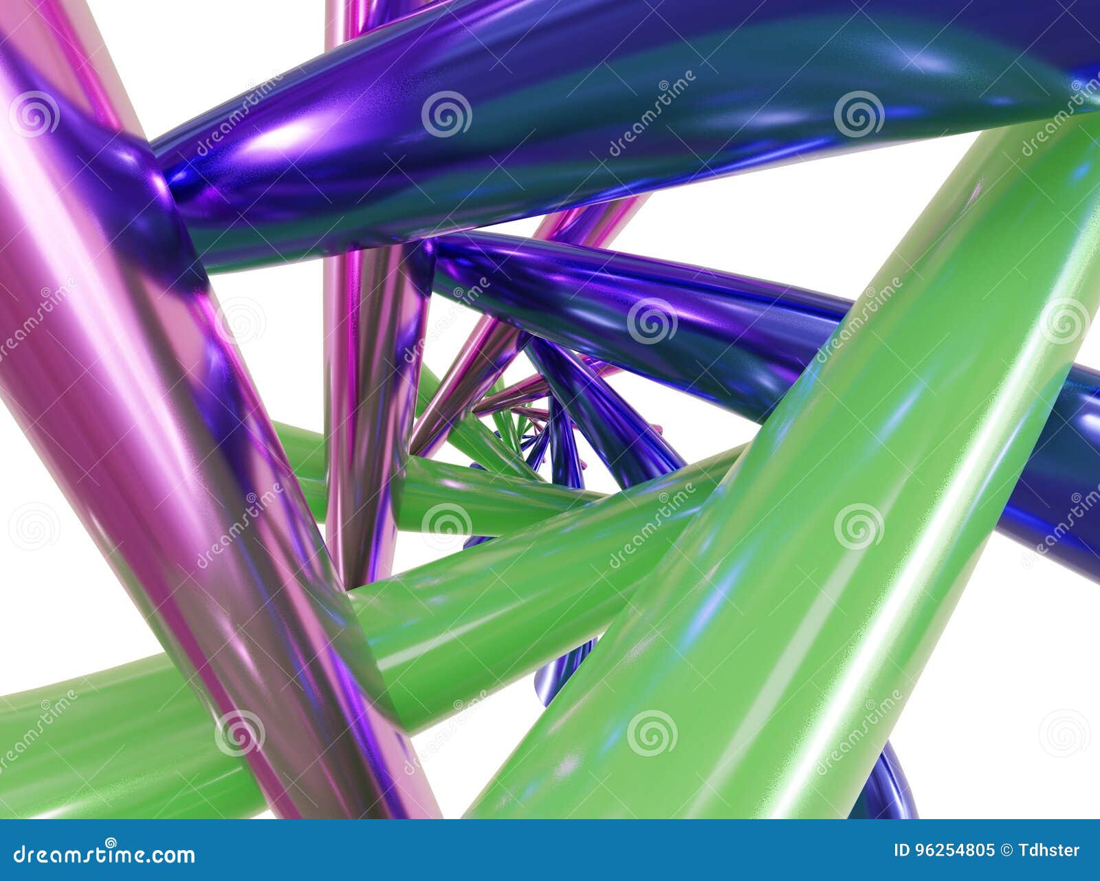 3d Abstract Metalic Pipes Connection Intersection. 3d Illustration ...