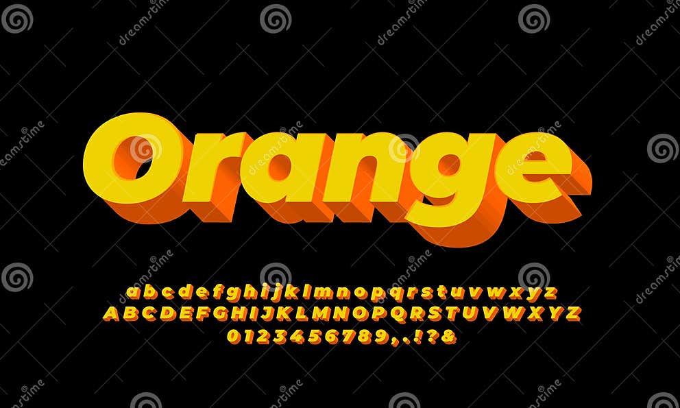 3d Abstract Modern Orange and Yellow Font Effect or Text Effect Stock ...