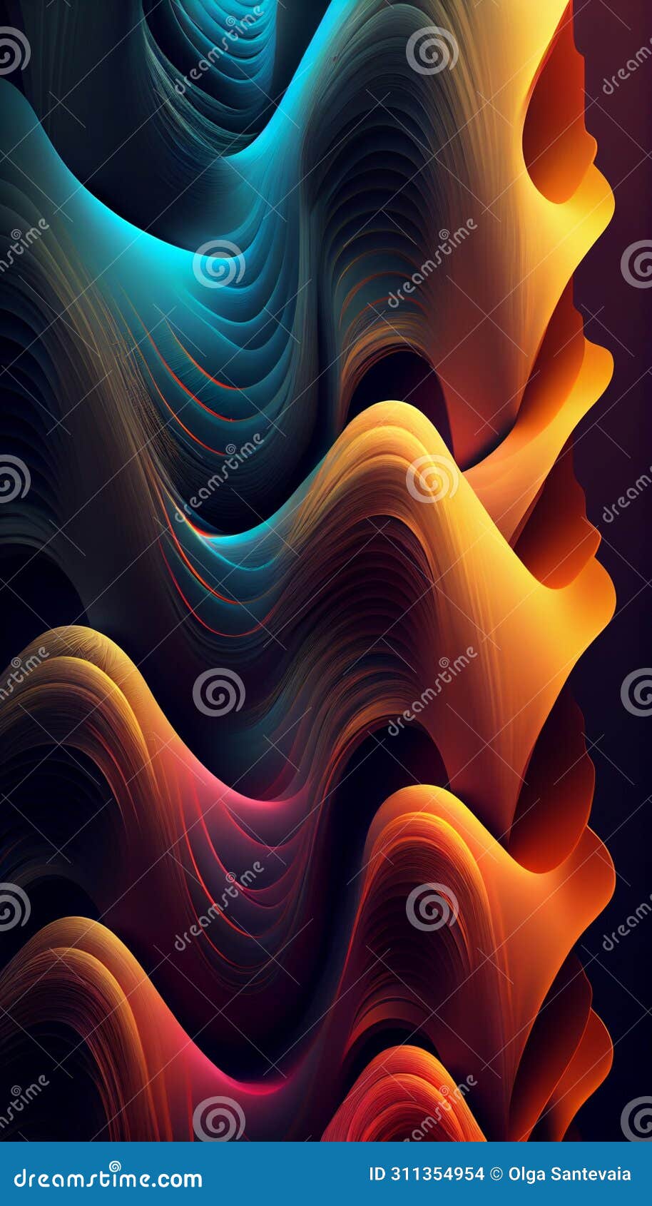 3D Abstract Multicolour Gradient Design Wavy Visualization, Perfect ...