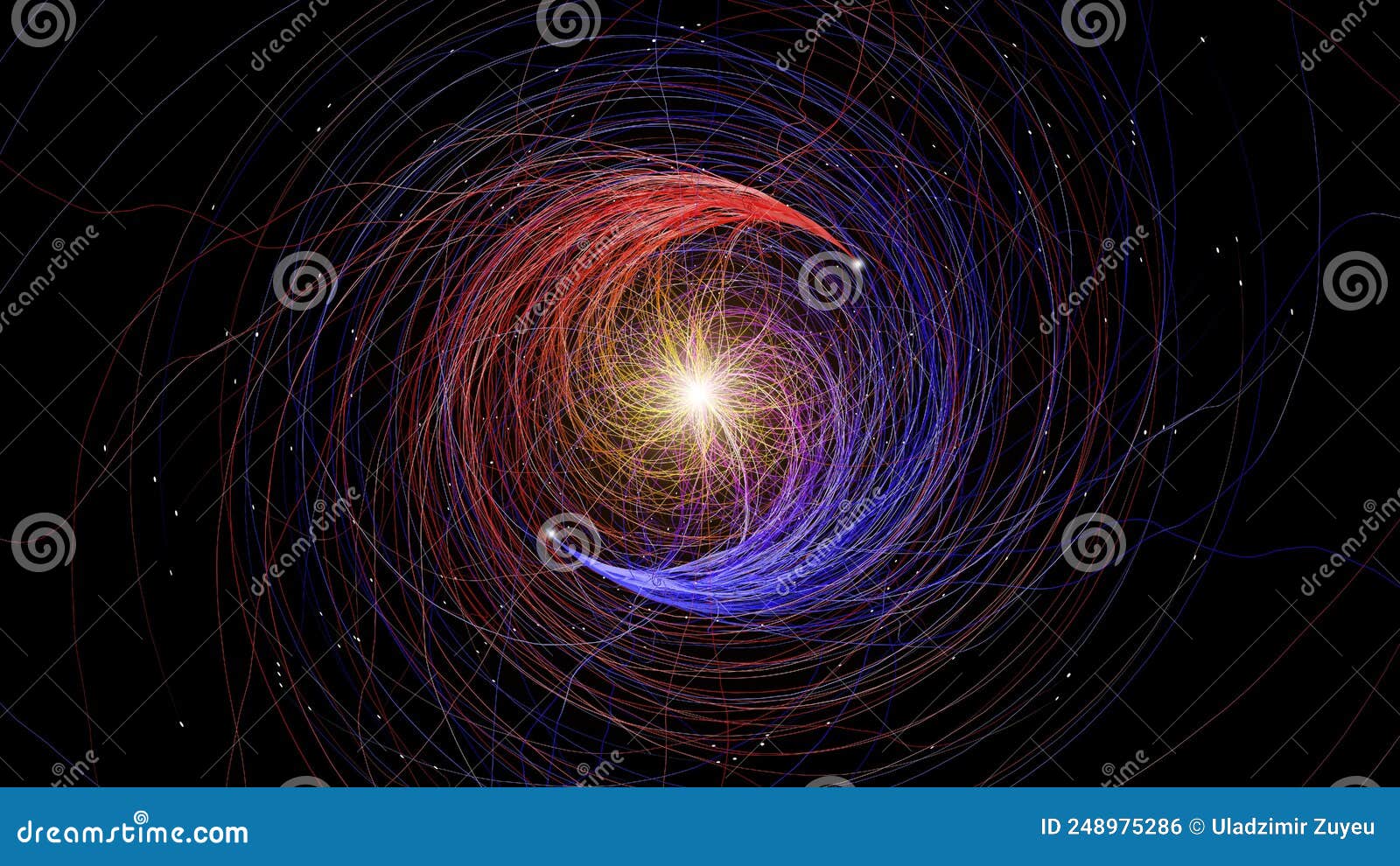 3d Abstract Neon Data Background. Colored Glowing Energy Lines, Spheres ...