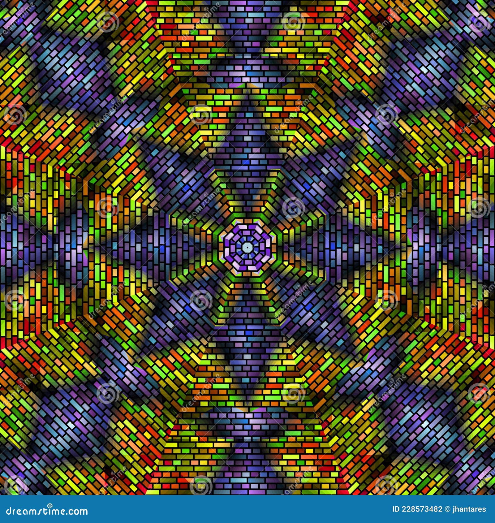 Abstract Octagonal Colorful Mosaic Pattern Stock Illustration ...