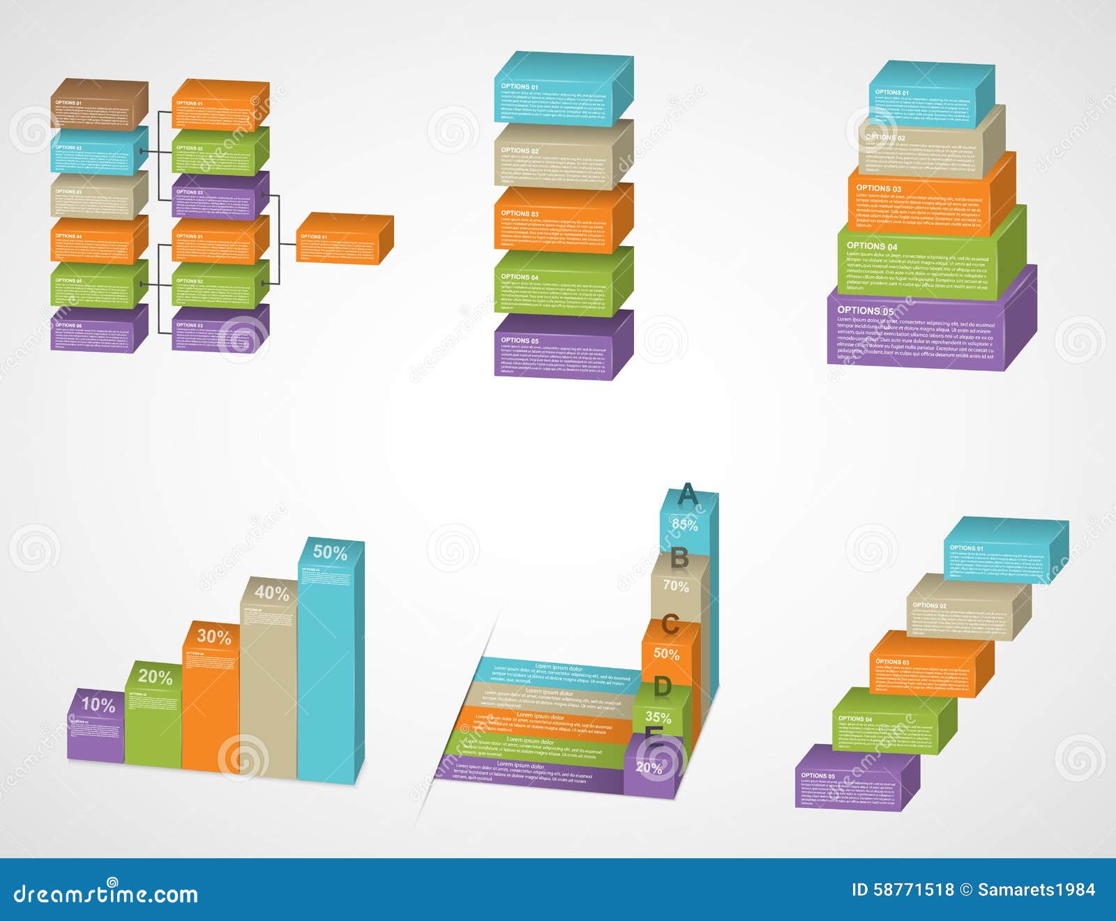 3D Abstract Options Infographics Set. Stock Vector - Illustration of ...