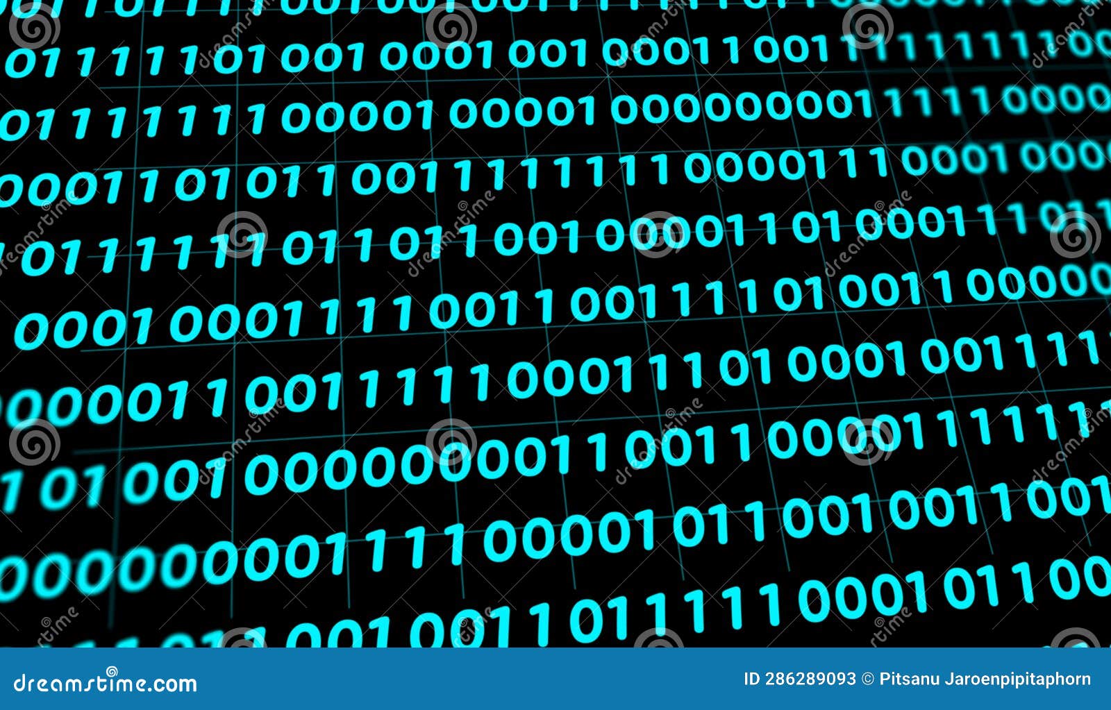 3D Abstract Particle Binary Pattern Digital Technology Blue on Blue Gradient Background Stock ...