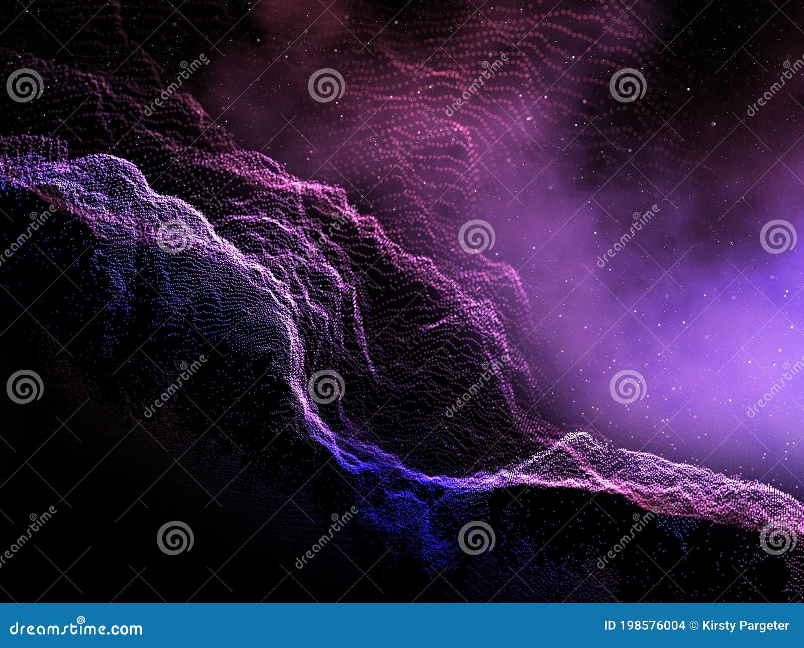 3D Abstract Particle Design on a Space Nebula Background Stock ...