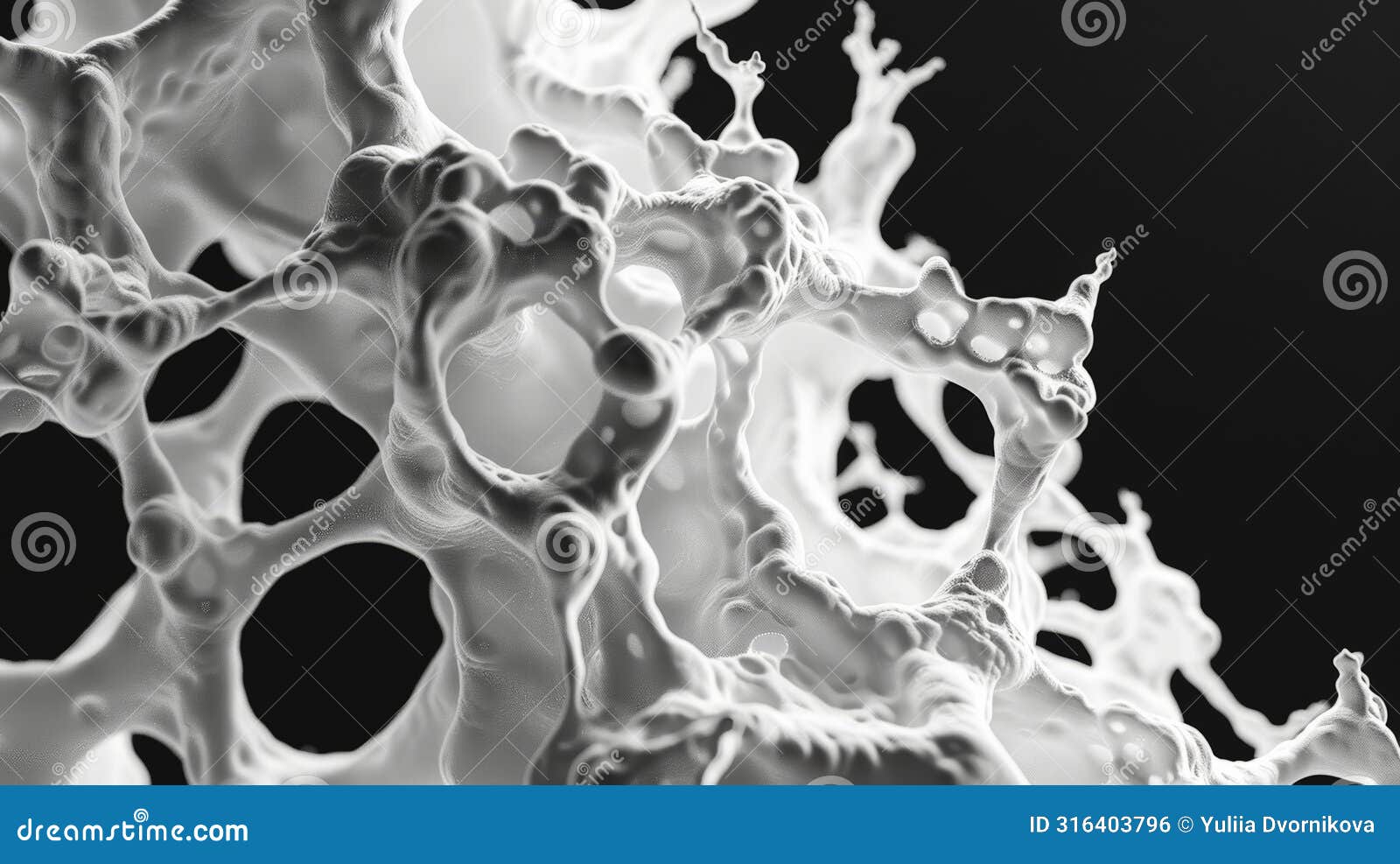 3d Abstract Protein, Amino Acids or Cell Structure. Black Background ...