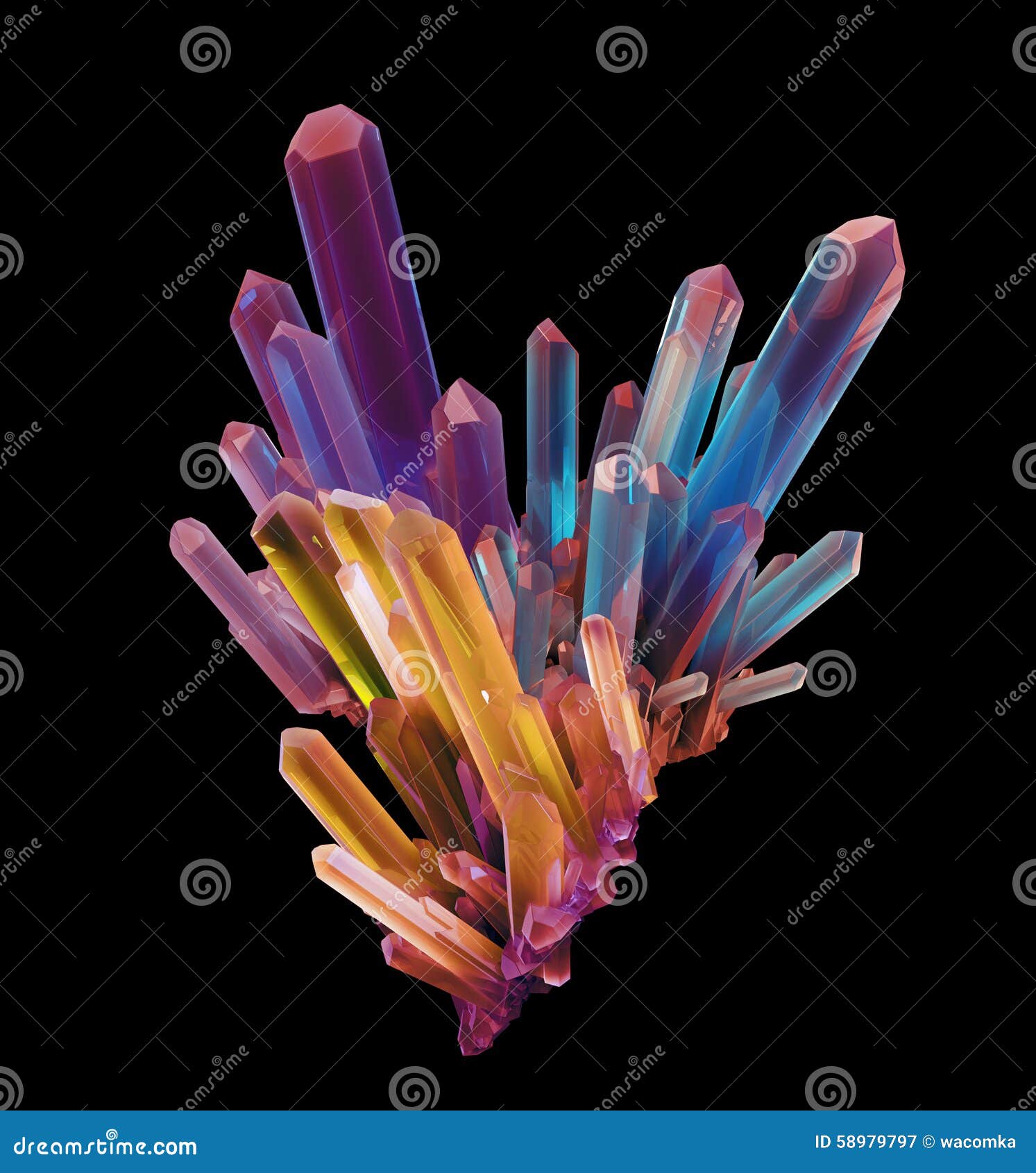 3d Abstract Rainbow Crystal, Crystallized Gem, Stock Illustration ...