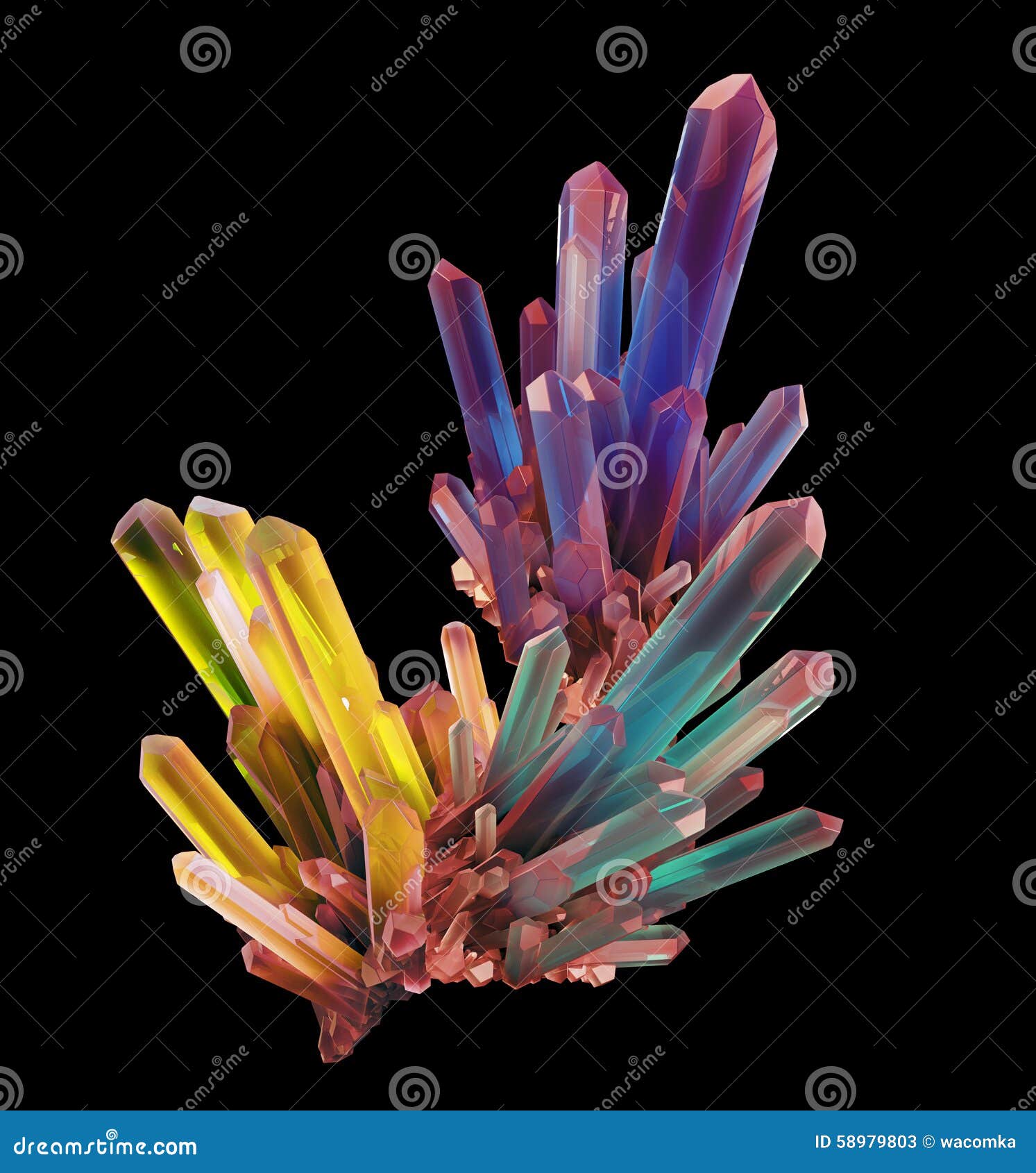 3d Abstract Rainbow Crystal, Gem, Isolated Crystallized Shape Stock ...