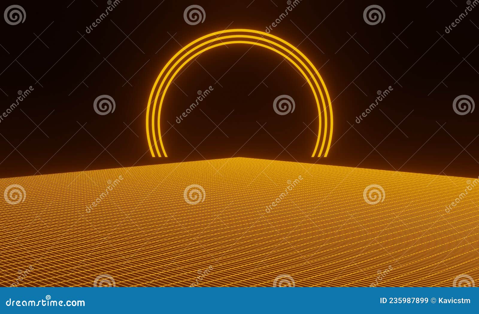 3D Abstract Retro Background. Yellow Grid Lines Stock Illustration ...