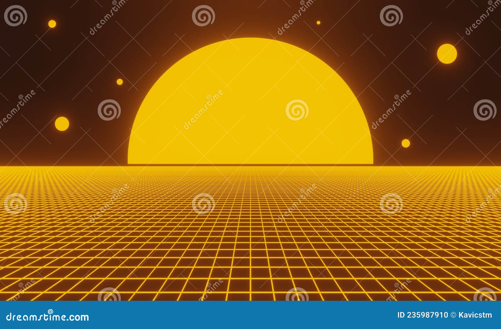 3D Abstract Retro Background. Yellow Grid Lines Stock Illustration ...