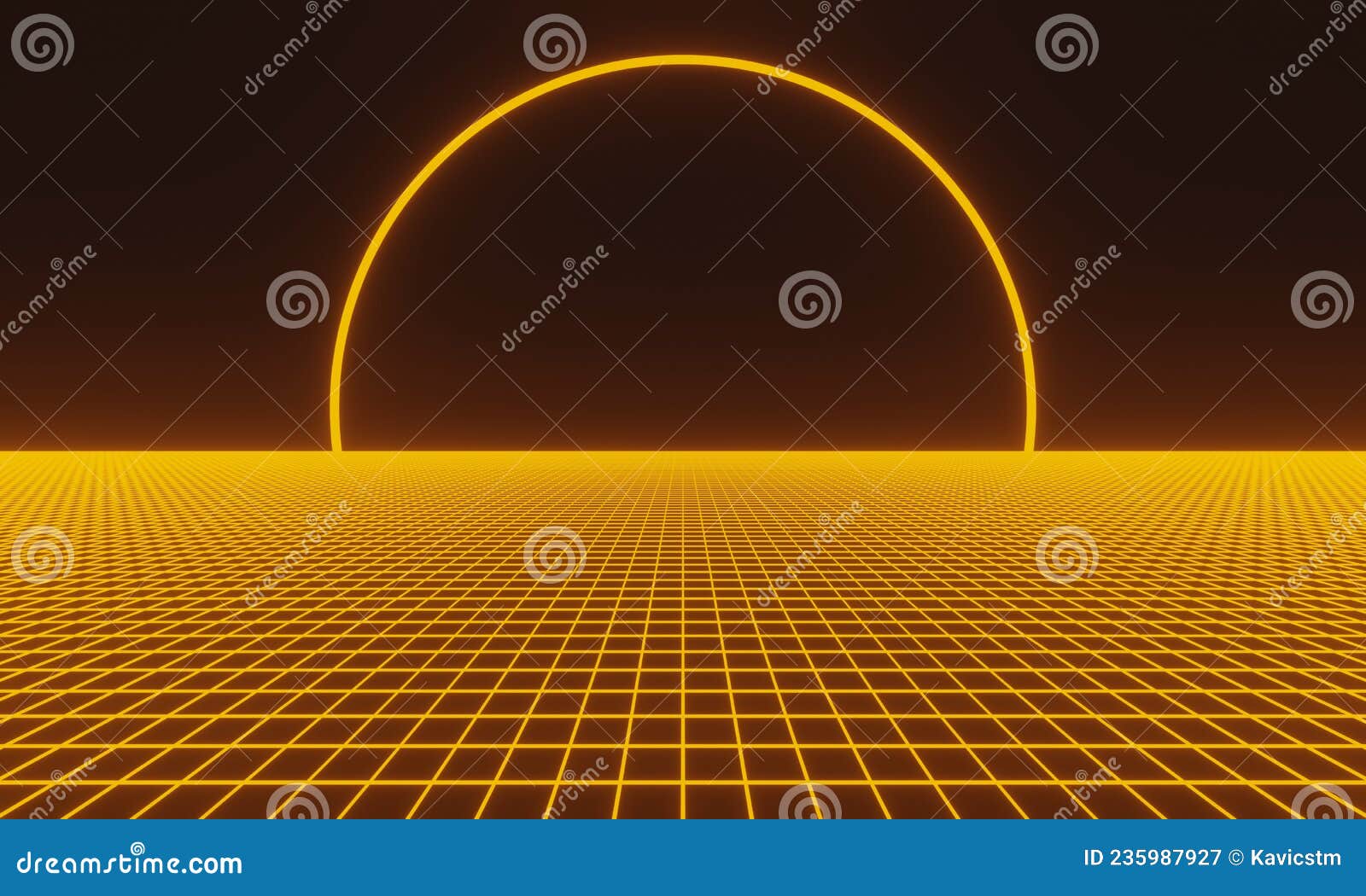 3D Abstract Retro Background. Yellow Grid Lines Stock Illustration ...