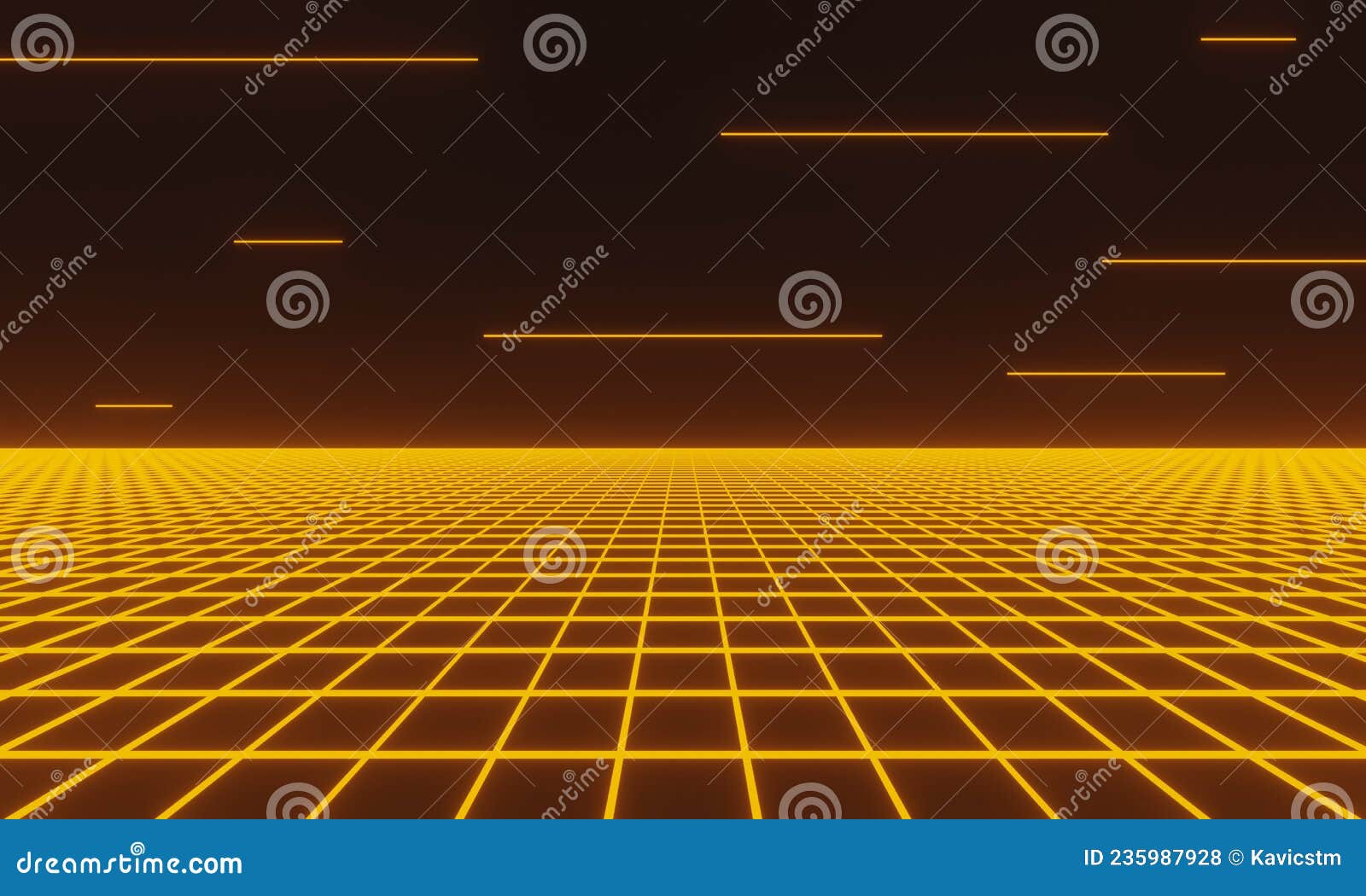 3D Abstract Retro Background. Yellow Grid Lines Stock Illustration ...