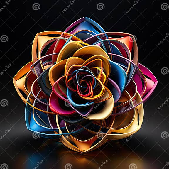 3D Abstract Roses with Zigzag Patterns and Circular Shapes Stock ...