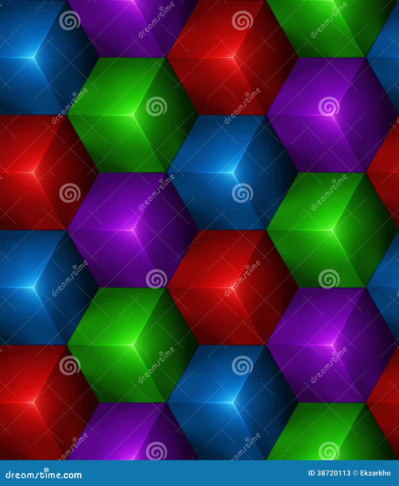 3d Abstract Seamless Background with Colored Cubes Stock Illustration ...