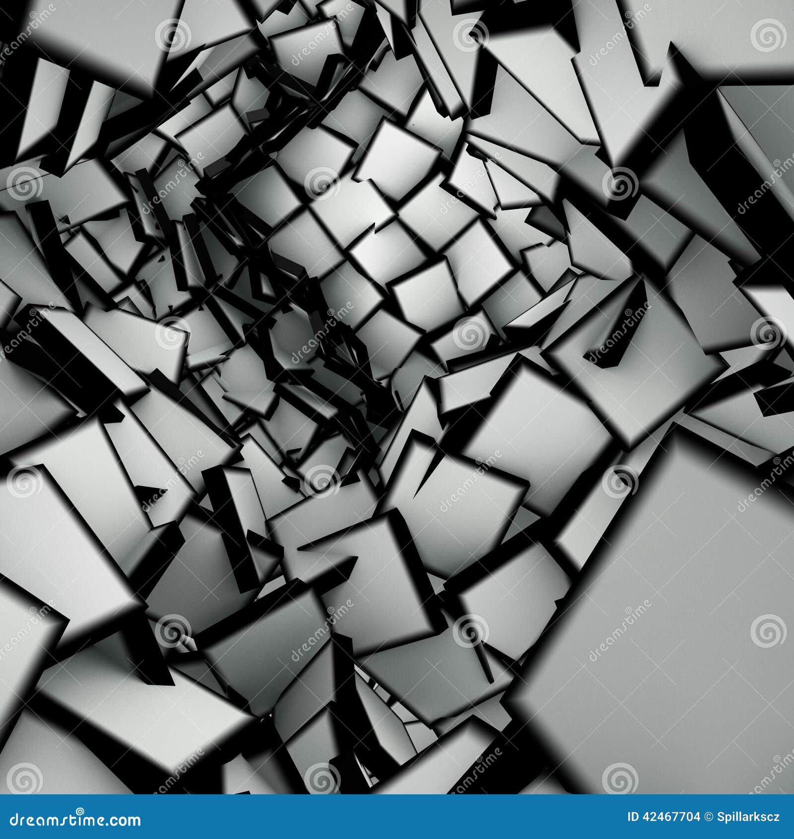 3d Abstract Shape Interior Fragmented in Black and White Stock ...