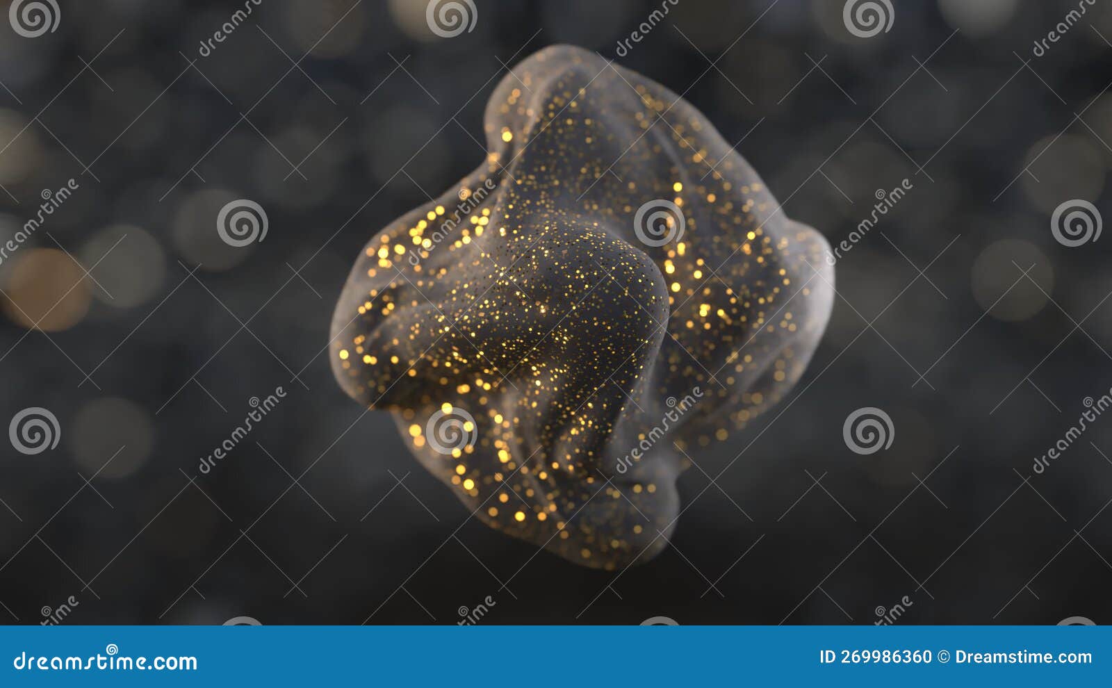 3D Abstract Smooth Golden Liquid Shape. Transforming Ball with Ripples ...