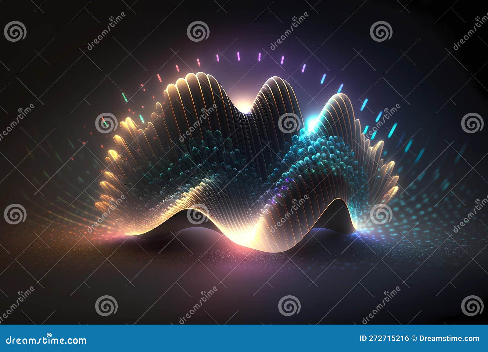 3D Abstract Sound Wave Visual Background. Dynamic Motion Soundwaves ...