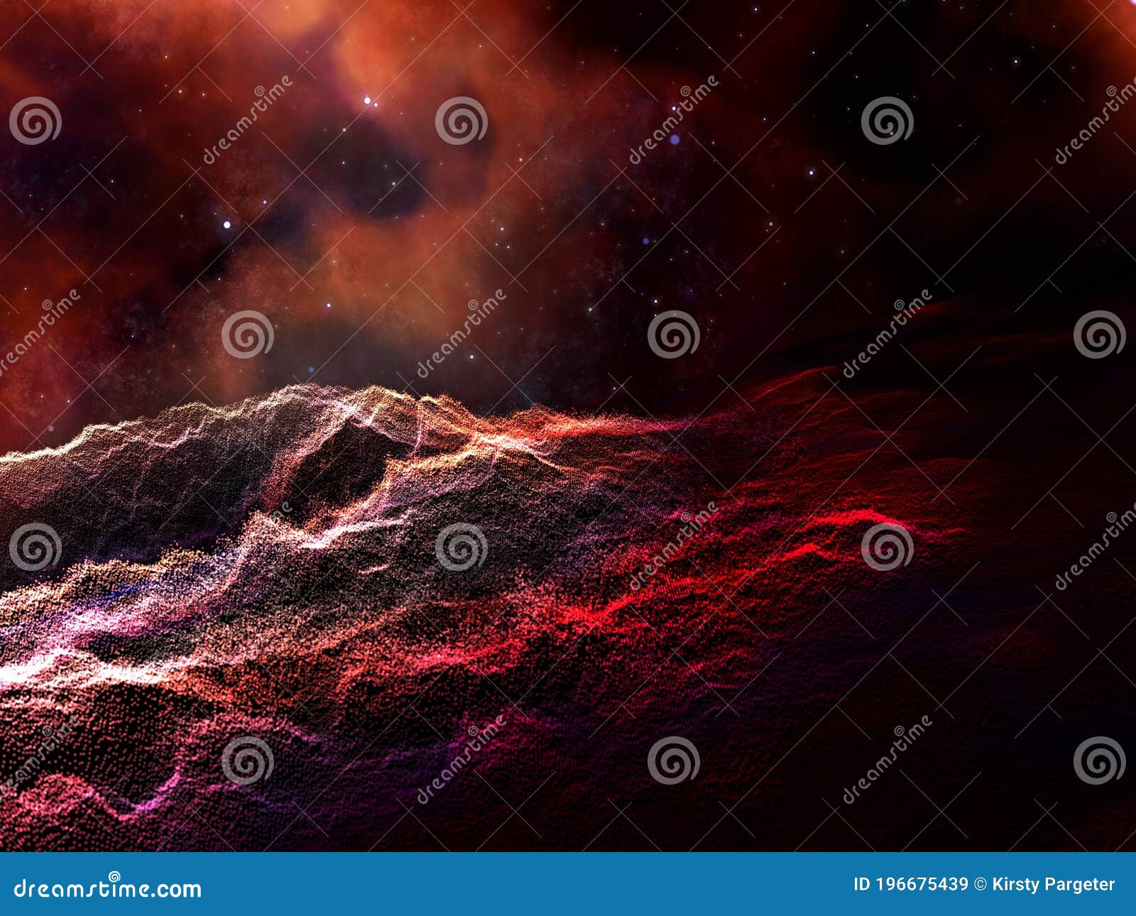 3D Abstract Space Background with Particle Landscape Stock Illustration ...