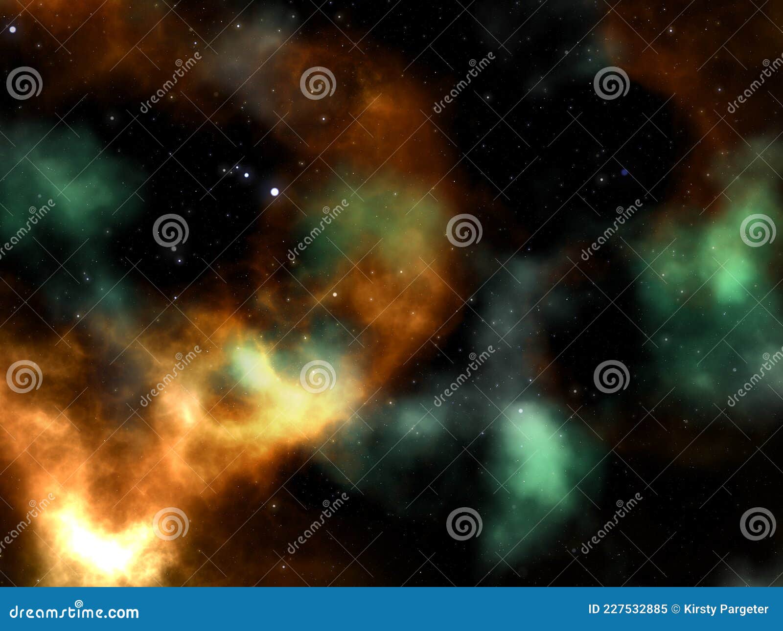 3D Abstract Space Scene with Nebula and Stars Stock Illustration ...