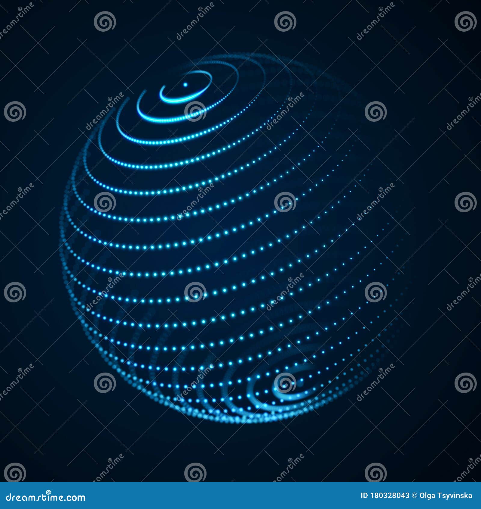 3d Abstract Sphere. Sphere Particles on Dark Background. Science and ...