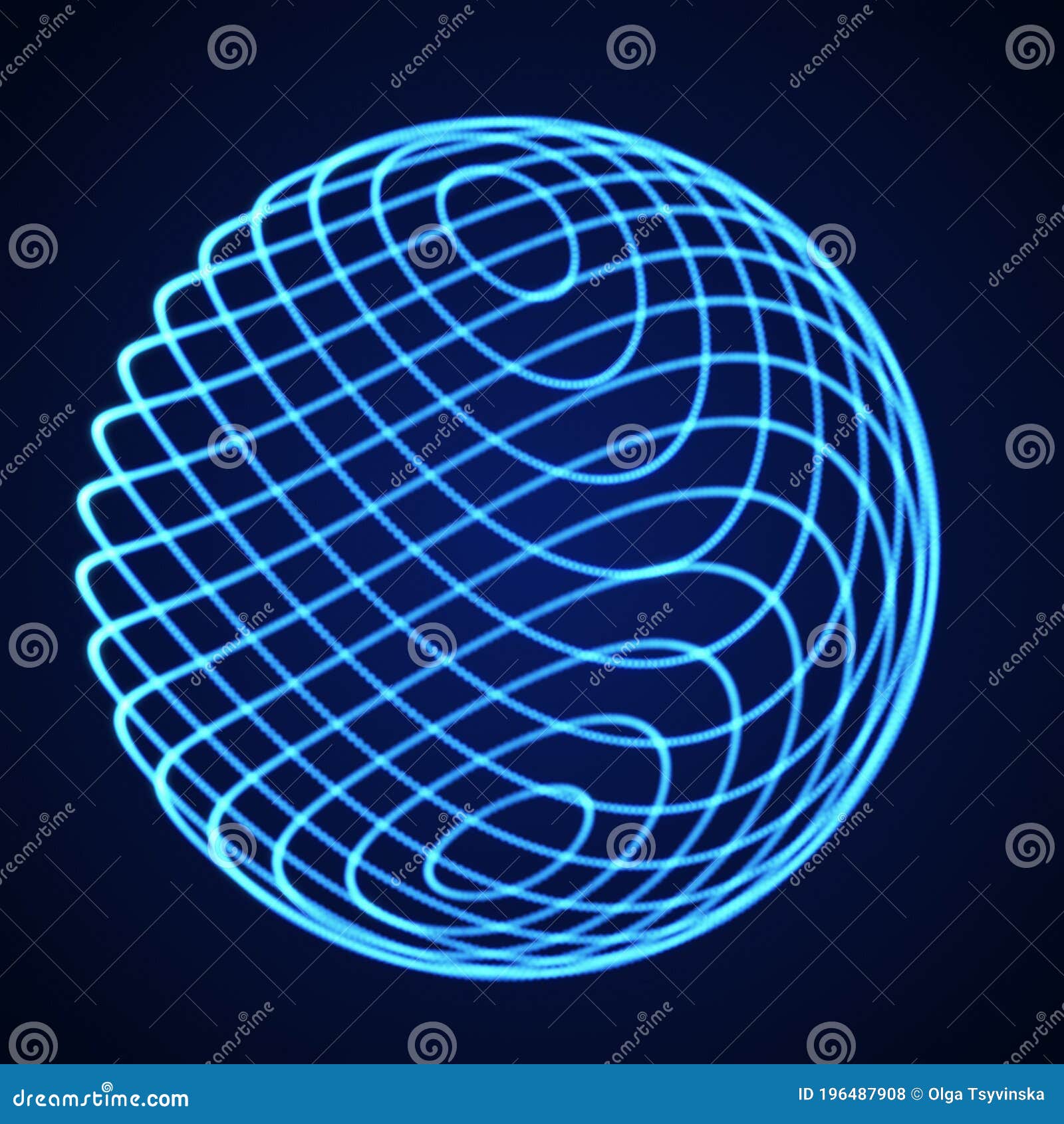 3d Abstract Sphere of Particles. Twisted Lines of Sphere on Dark ...