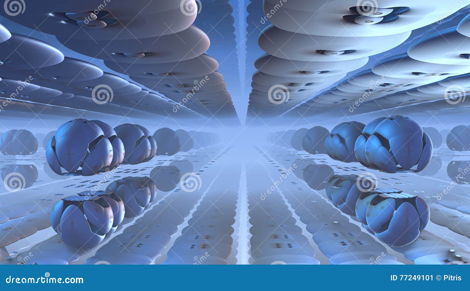 3D Abstract Strange Shapes on Blue Background Stock Illustration ...