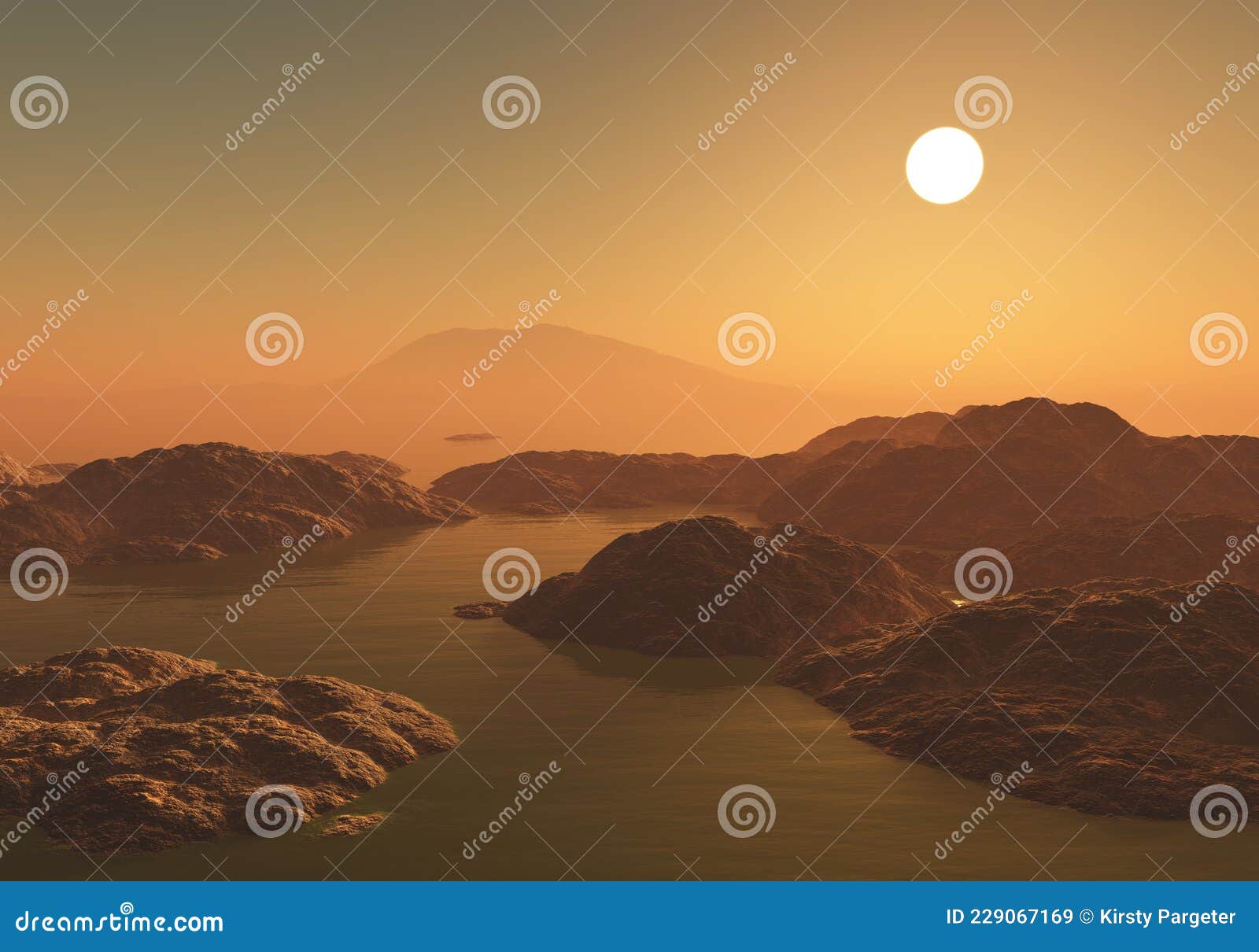 3D Abstract Surreal Landscape Stock Illustration - Illustration of ...