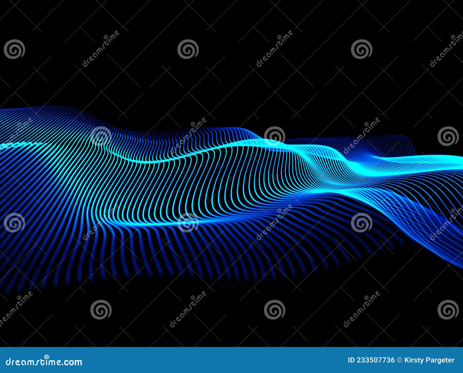 3D Abstract Tech Background with Flowing Cyber Lines Stock Illustration ...