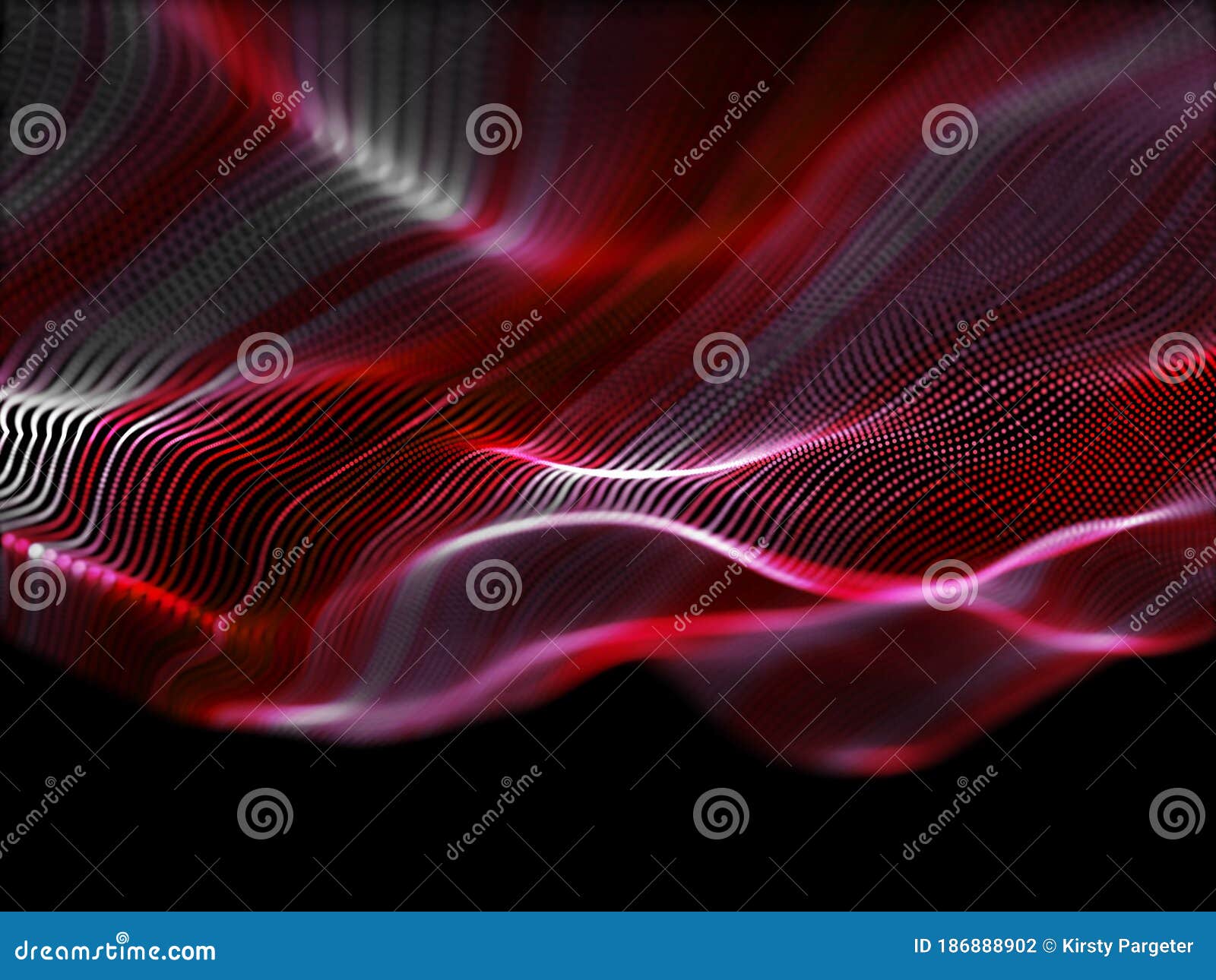 3D Abstract Techno Background with Flowing Particles Stock Illustration ...