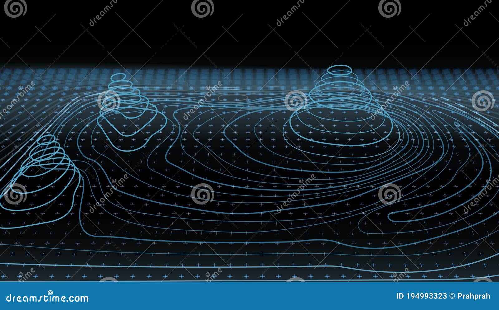 3D Abstract Topographic Map Neon Light Lines Back Stock Illustration ...