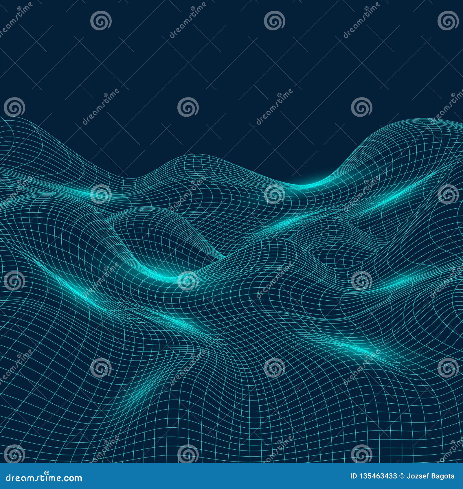 3D Abstract Virtual Landscape, Cyberspace Grid, Network - Technology ...