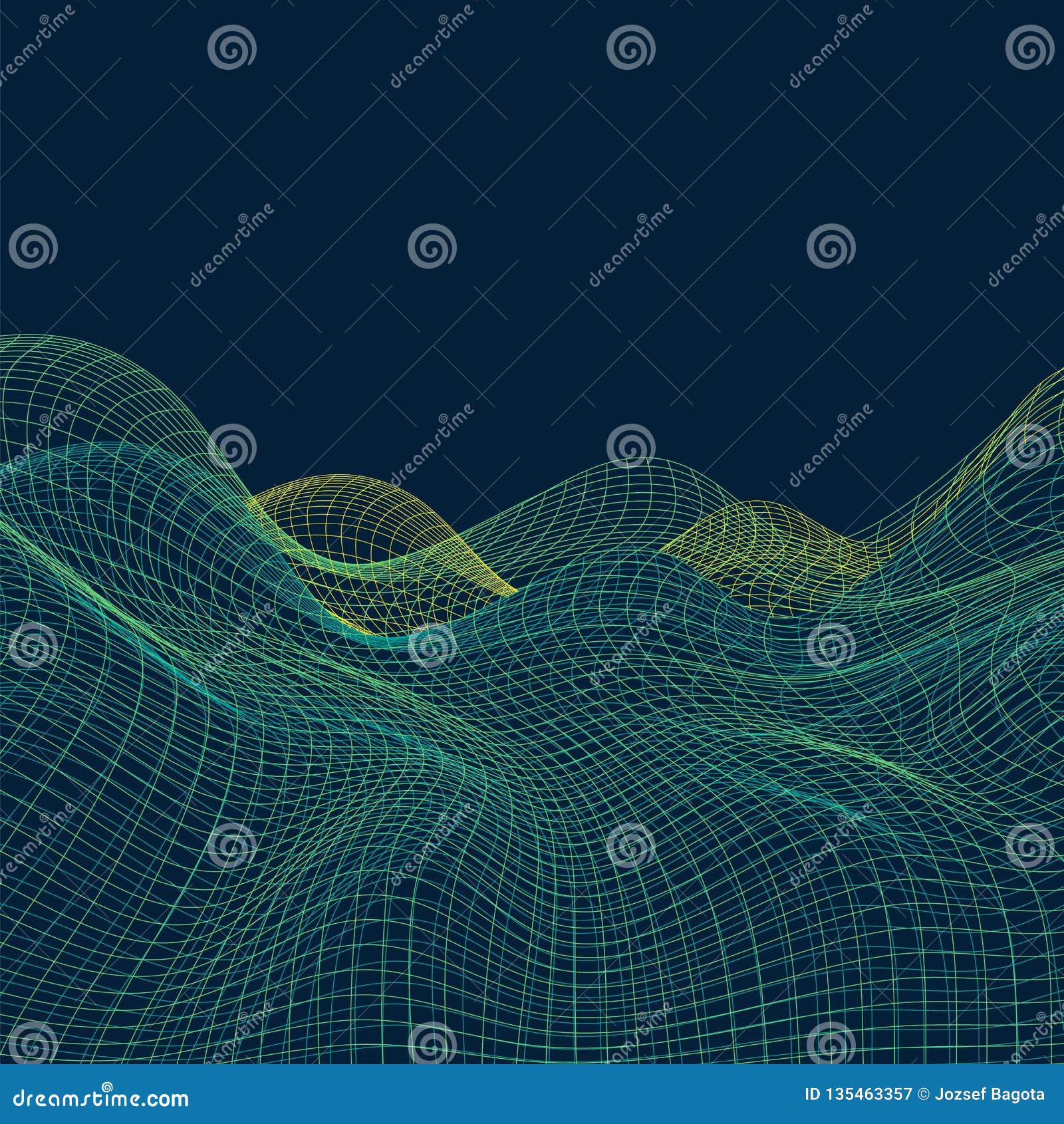 3D Abstract Virtual Landscape, Cyberspace Grid, Network - Technology ...