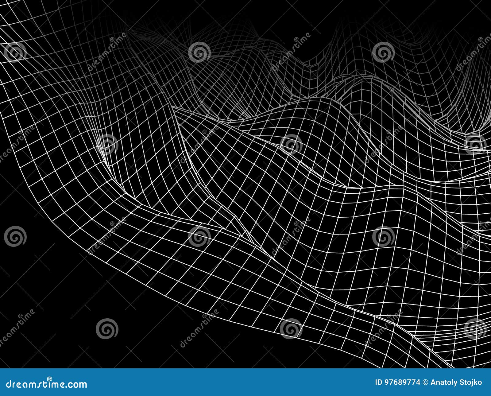 3D Abstract Wave Digital Mesh. Futuristic Vector Concept. Techn Stock ...