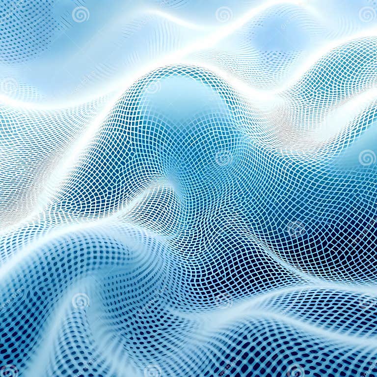 3D Abstract Wave Mesh, Flow Across the Surface, Enchanded by Lighting ...