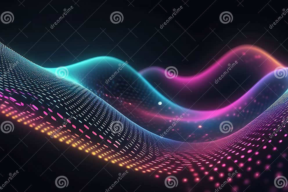 3D Abstract Waves, Big Data Visualization, Pulsating and Floating Waves ...