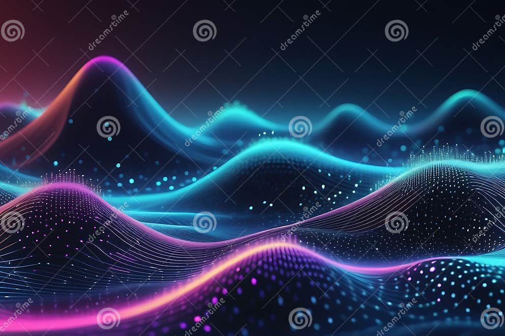 3d Abstract Waves Big Data Visualization Pulsating And Floating Waves