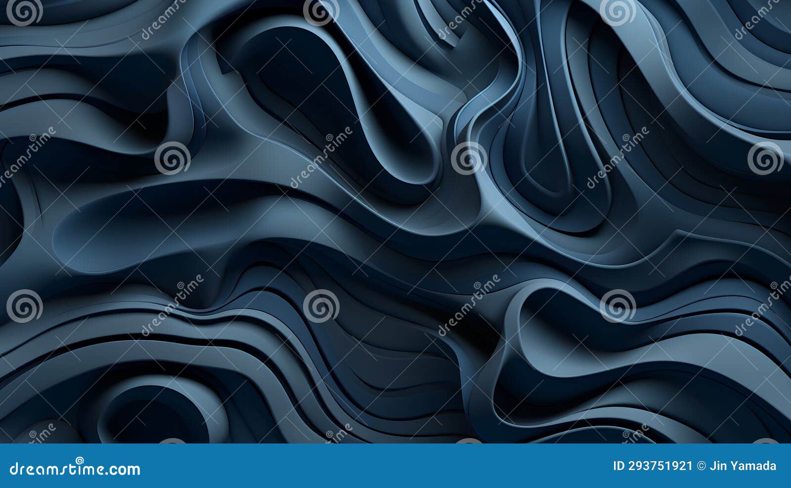 3d Abstract Wavy Background. Blue and Black Wavy Pattern Stock ...