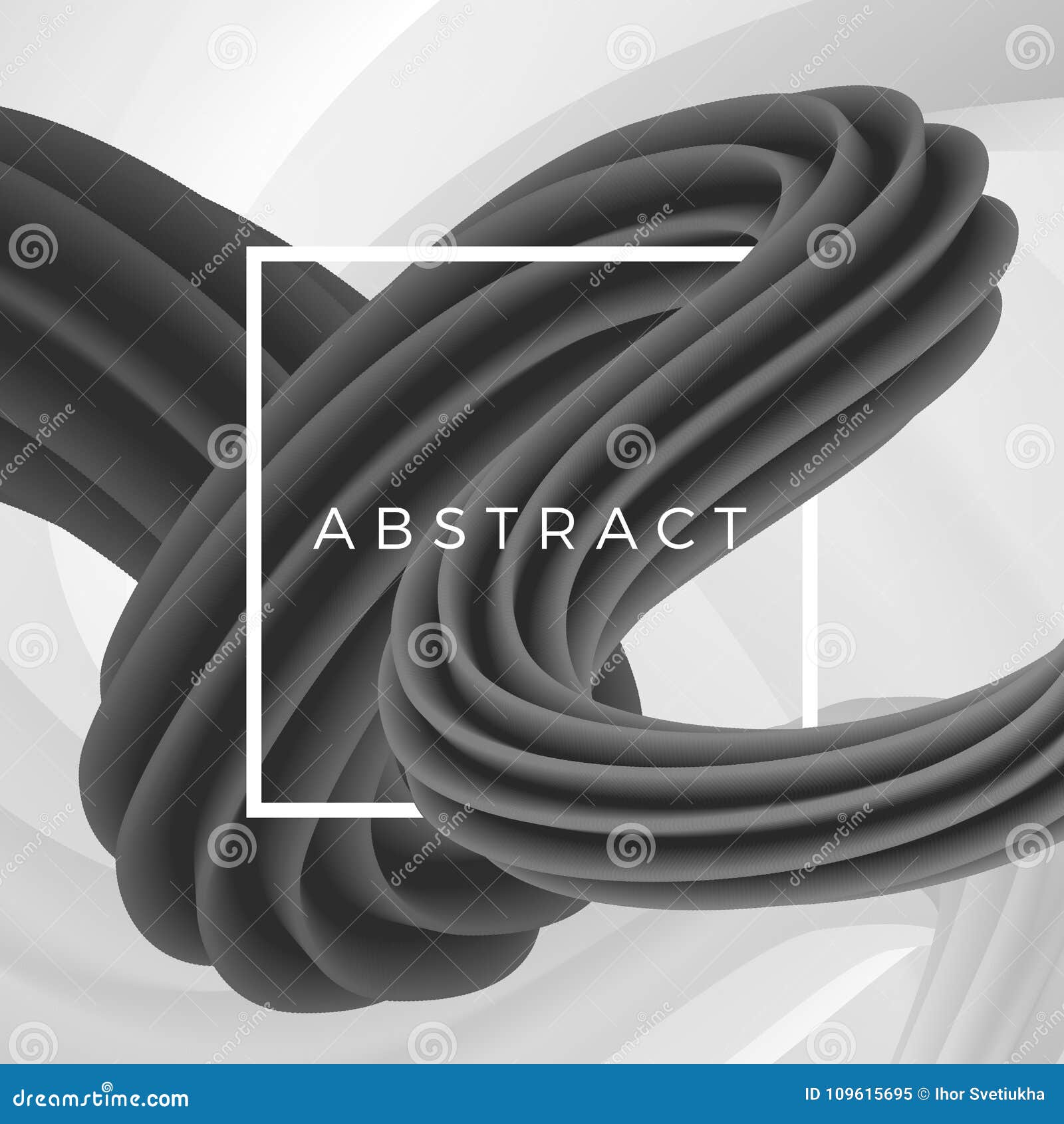 3D Abstract Wavy Object Isolated on Geometric Background with White ...