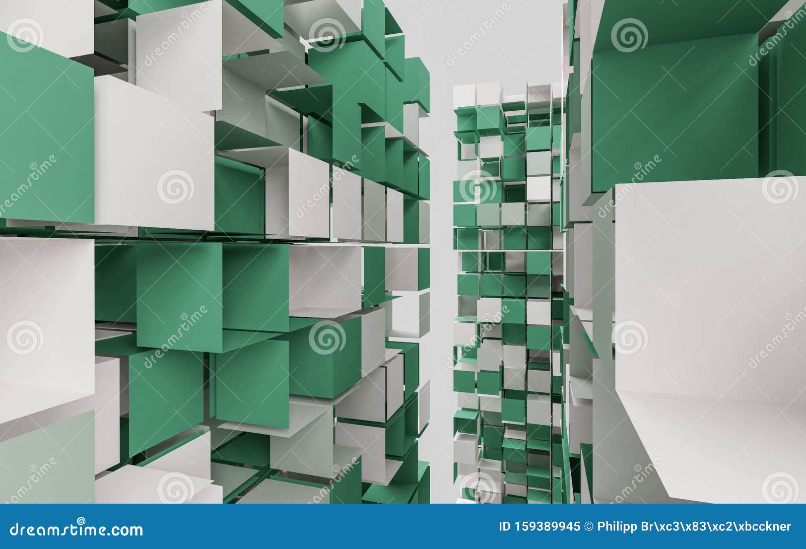 3d Abstract White and Green Cubes in Front of White Background Stock ...