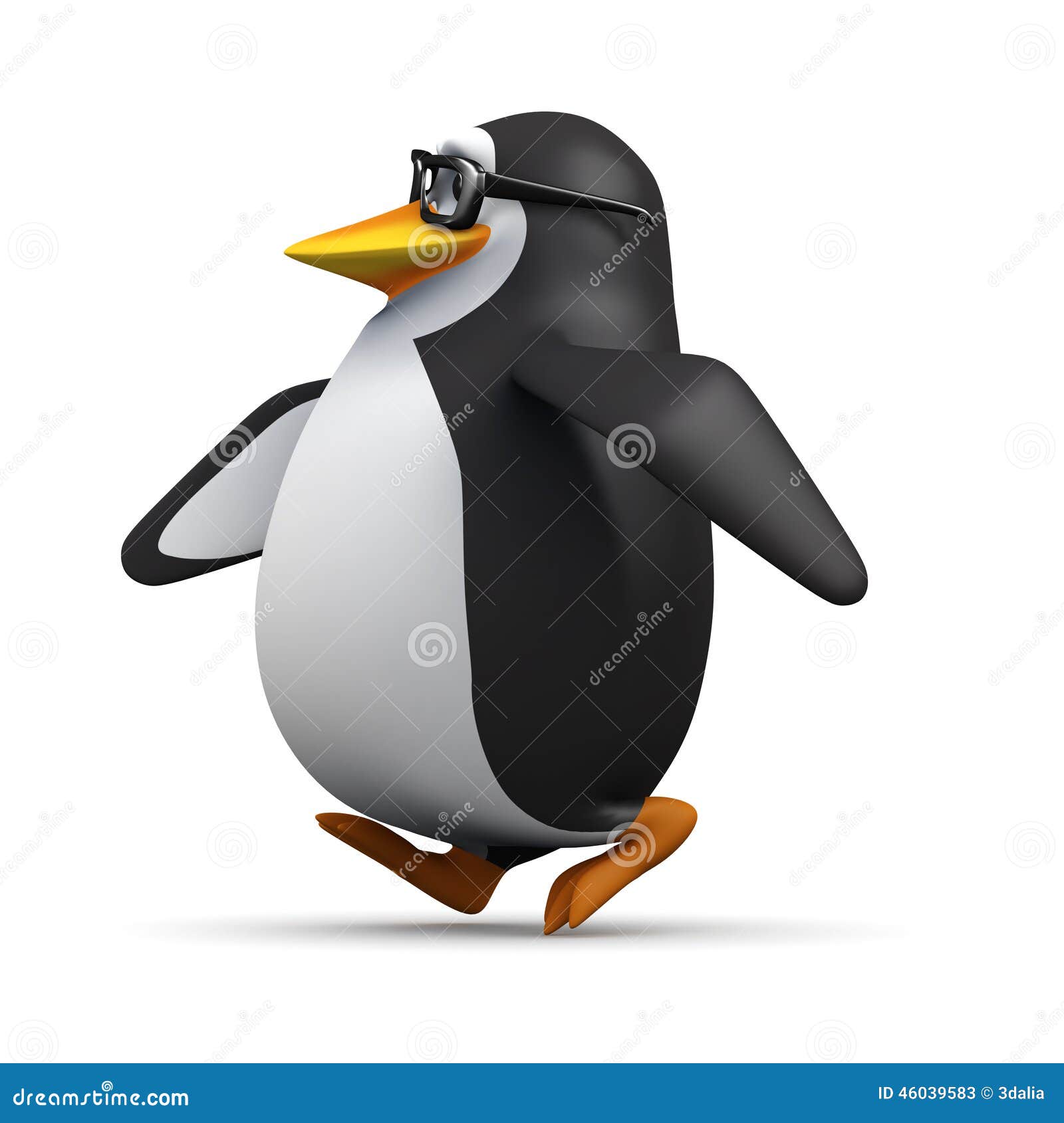 3d Academic Penguin Goes Jogging Stock Illustration - Illustration of ...