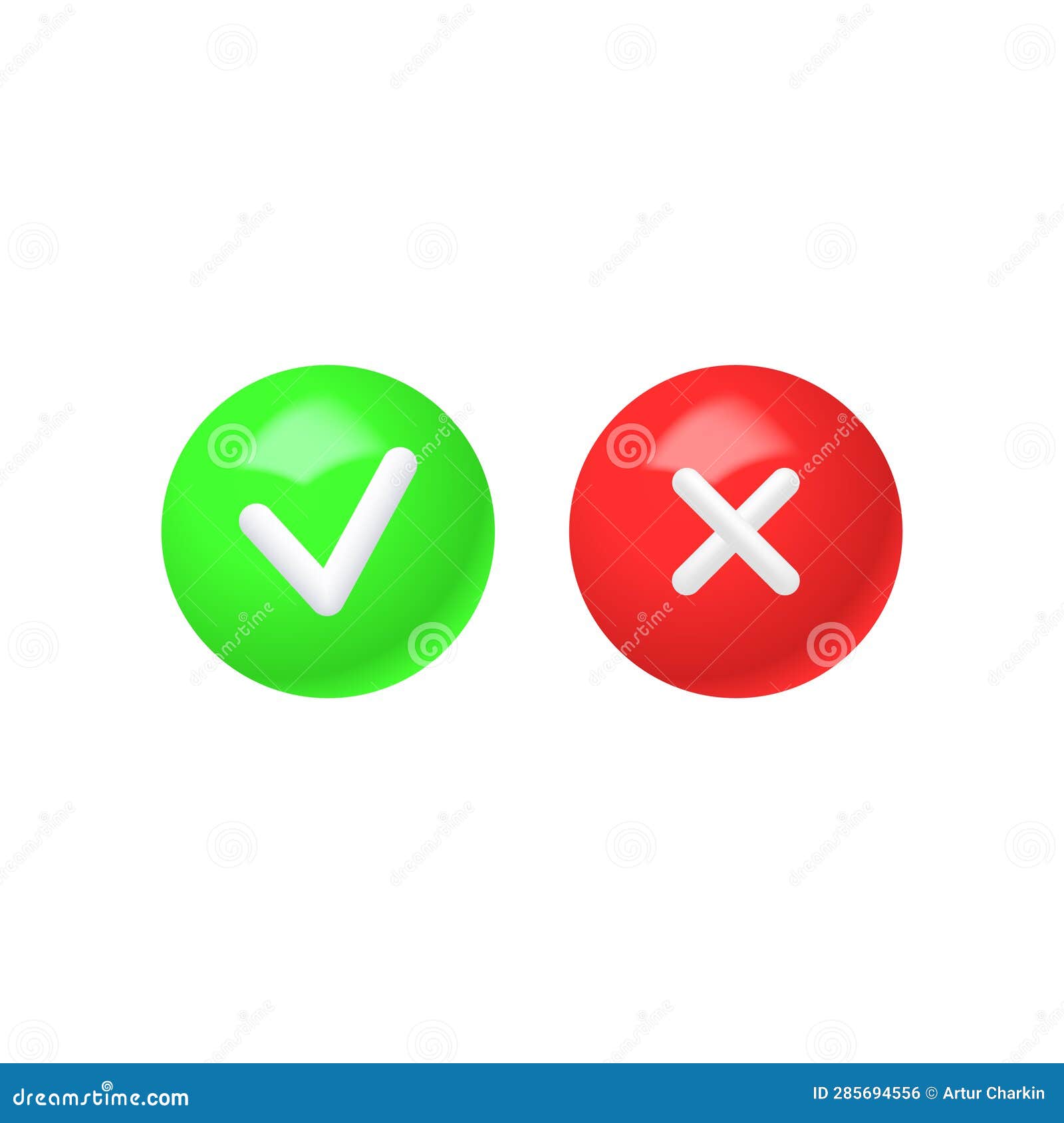 3d Accept or Reject Buttons Isolated on White Background. Stock Vector ...