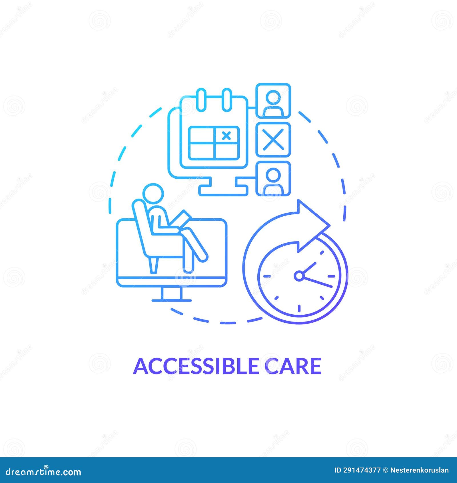 2D Accessible Care Linear Icon Concept Stock Illustration ...