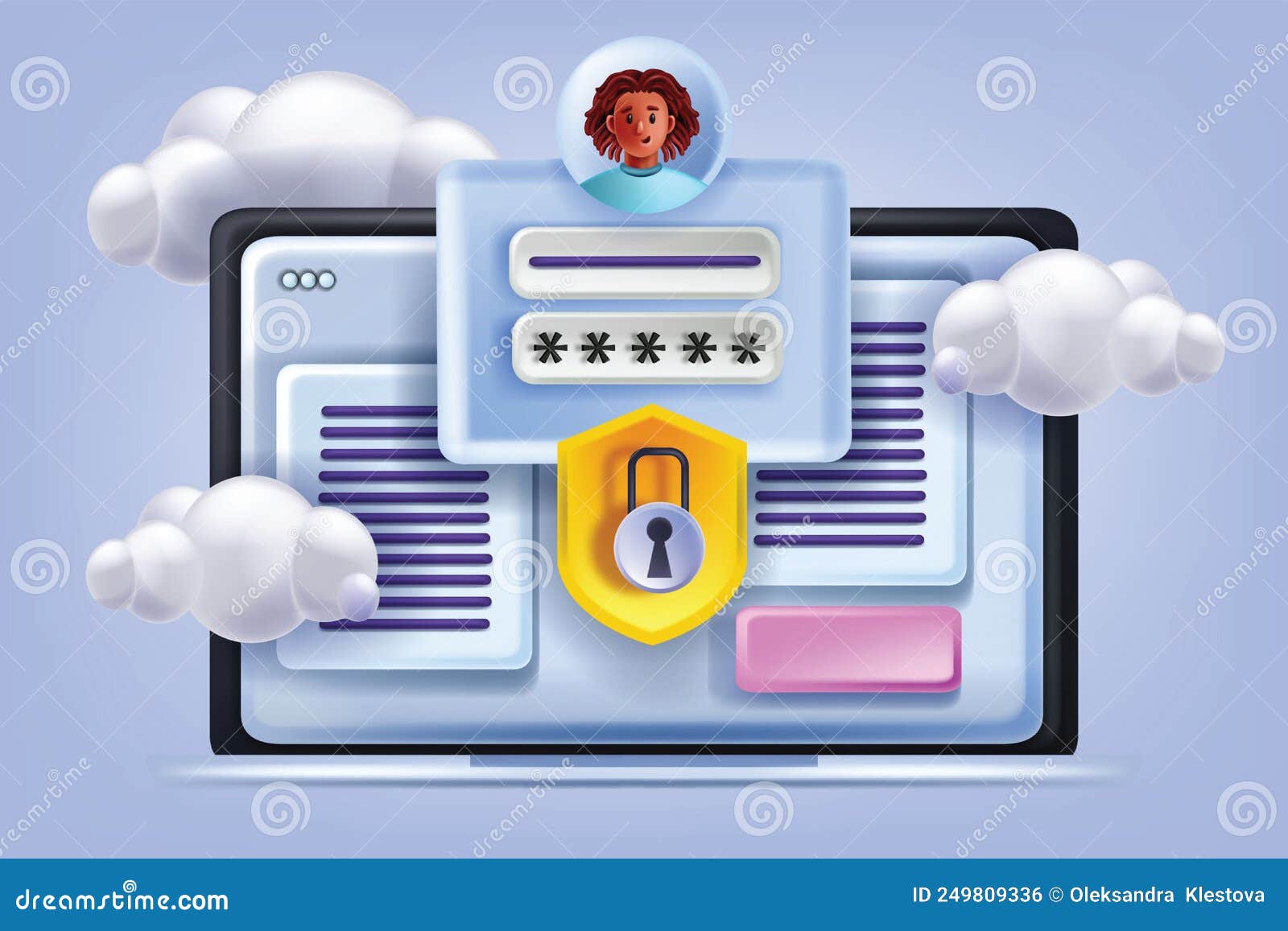 3D Account Security Concept, Vector Online Data Privacy Protection ...