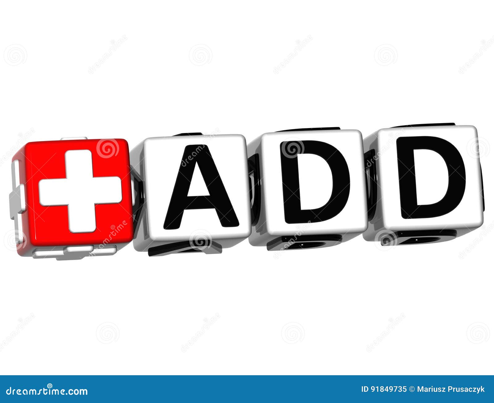 3D Add Button Click Here Block Text Stock Illustration - Illustration ...